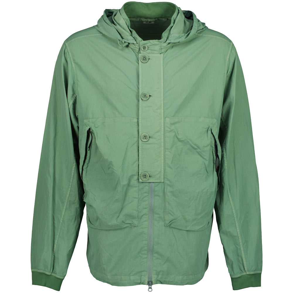 C.P. Company | Flatt Nylon Goggle Hooded Overshirt Jacket - Green Bay