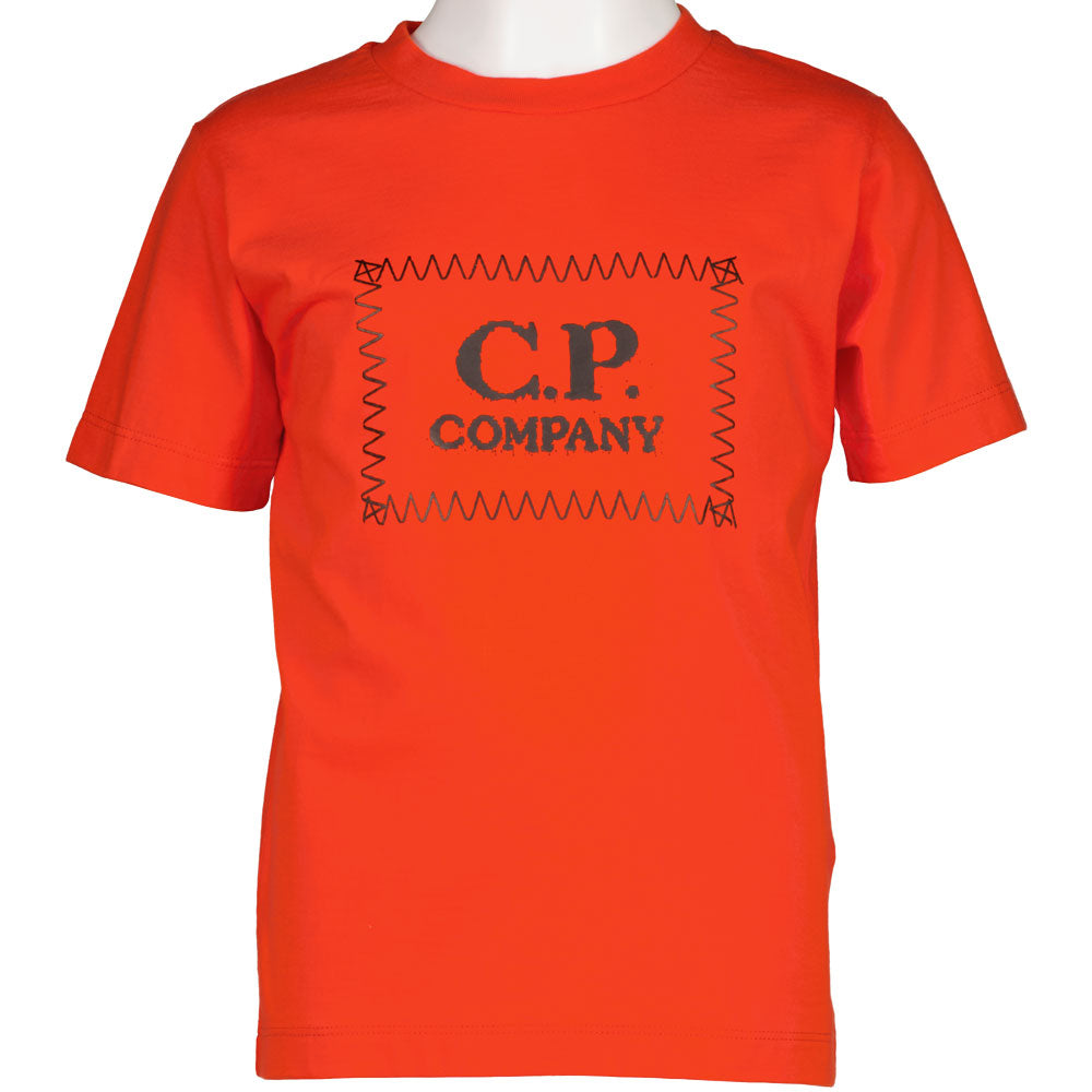 C.P. Company UnderSixteen | Junior Logo Patch Print T-Shirt - Fiery Red