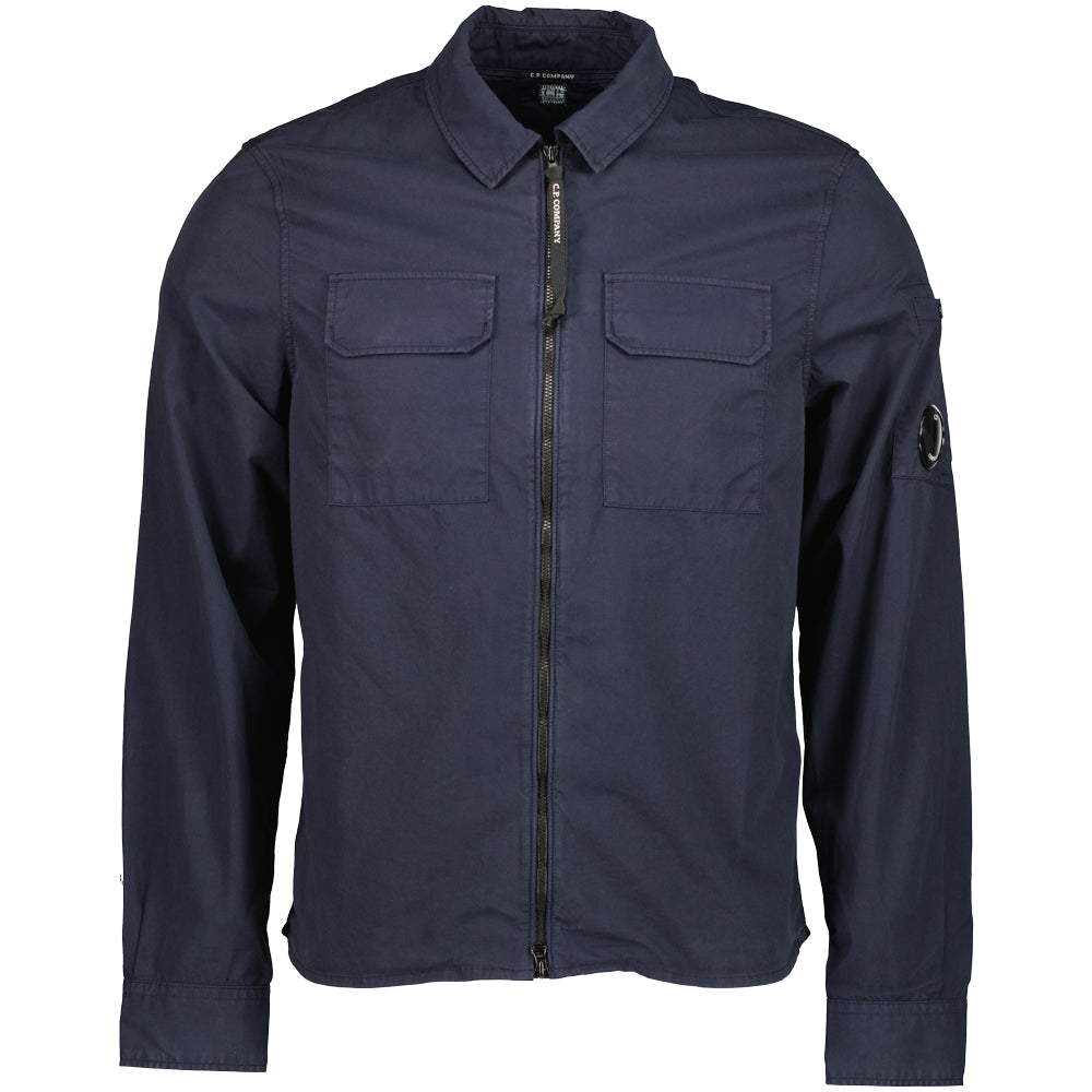 C.P. Company | Gabardine Zip Up Lens Overshirt - Total Eclipse