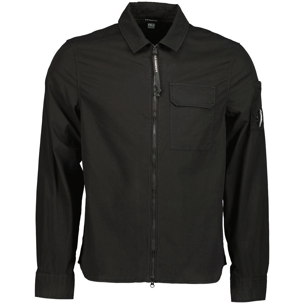 C.P. Company | Gabardine Zip Up Lens Overshirt - Black